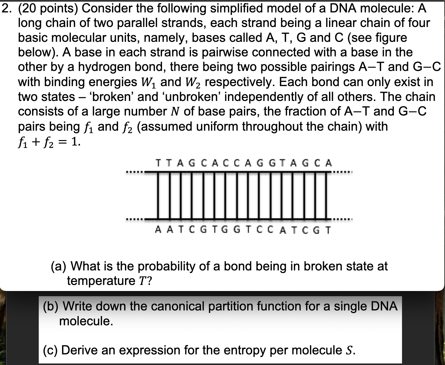 Solved (b) ﻿Write down the canonical partition function for | Chegg.com