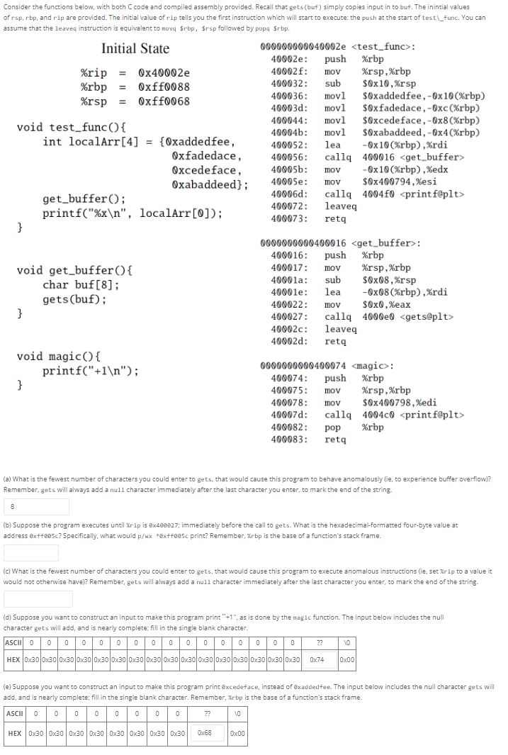 Solved Consider the functions below, with both C code and | Chegg.com