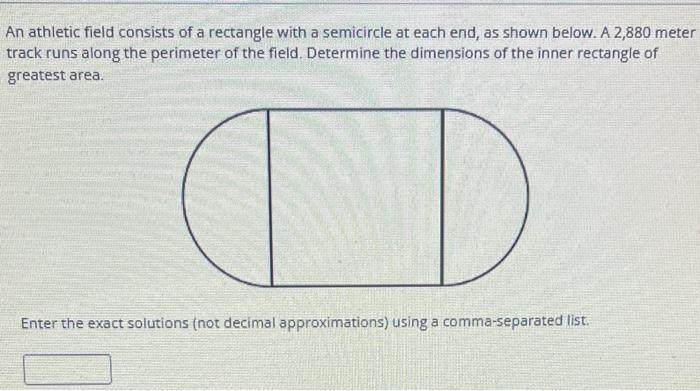 Solved An athletic field consists of a rectangle with a | Chegg.com