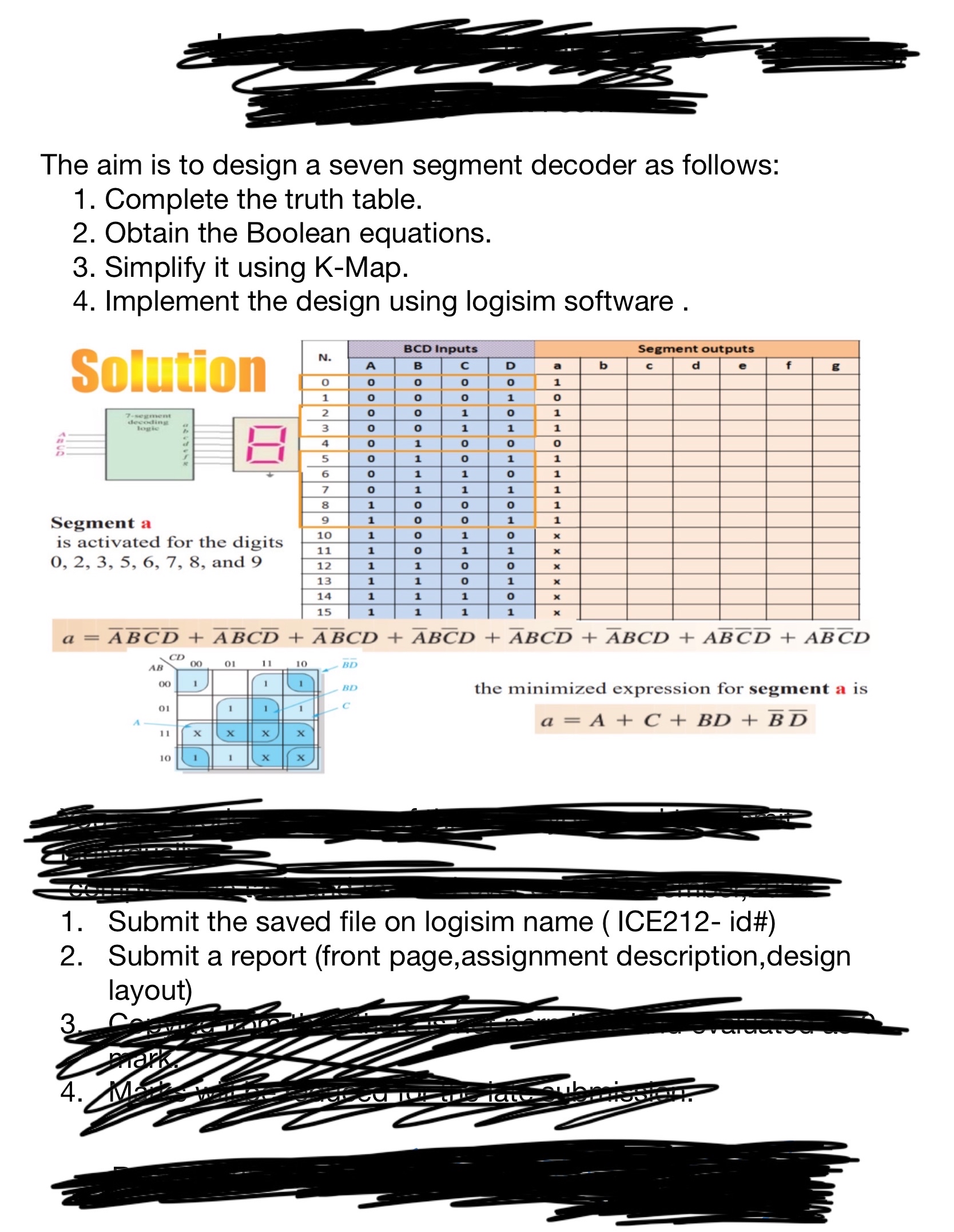 Solved I need all truth table and boolean equations and | Chegg.com