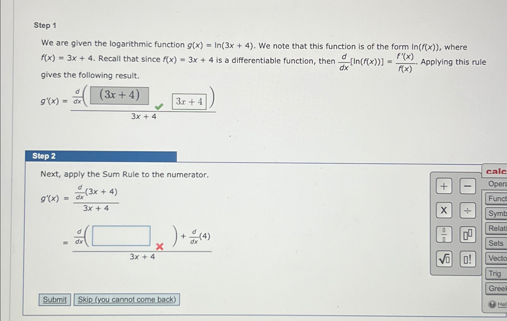 Solved Step 1We are given the logarithmic function | Chegg.com