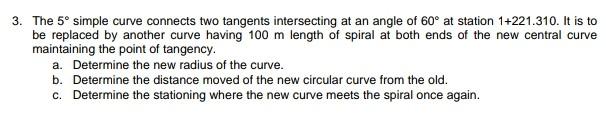 Solved 3. The 5 simple curve connects two tangents | Chegg.com
