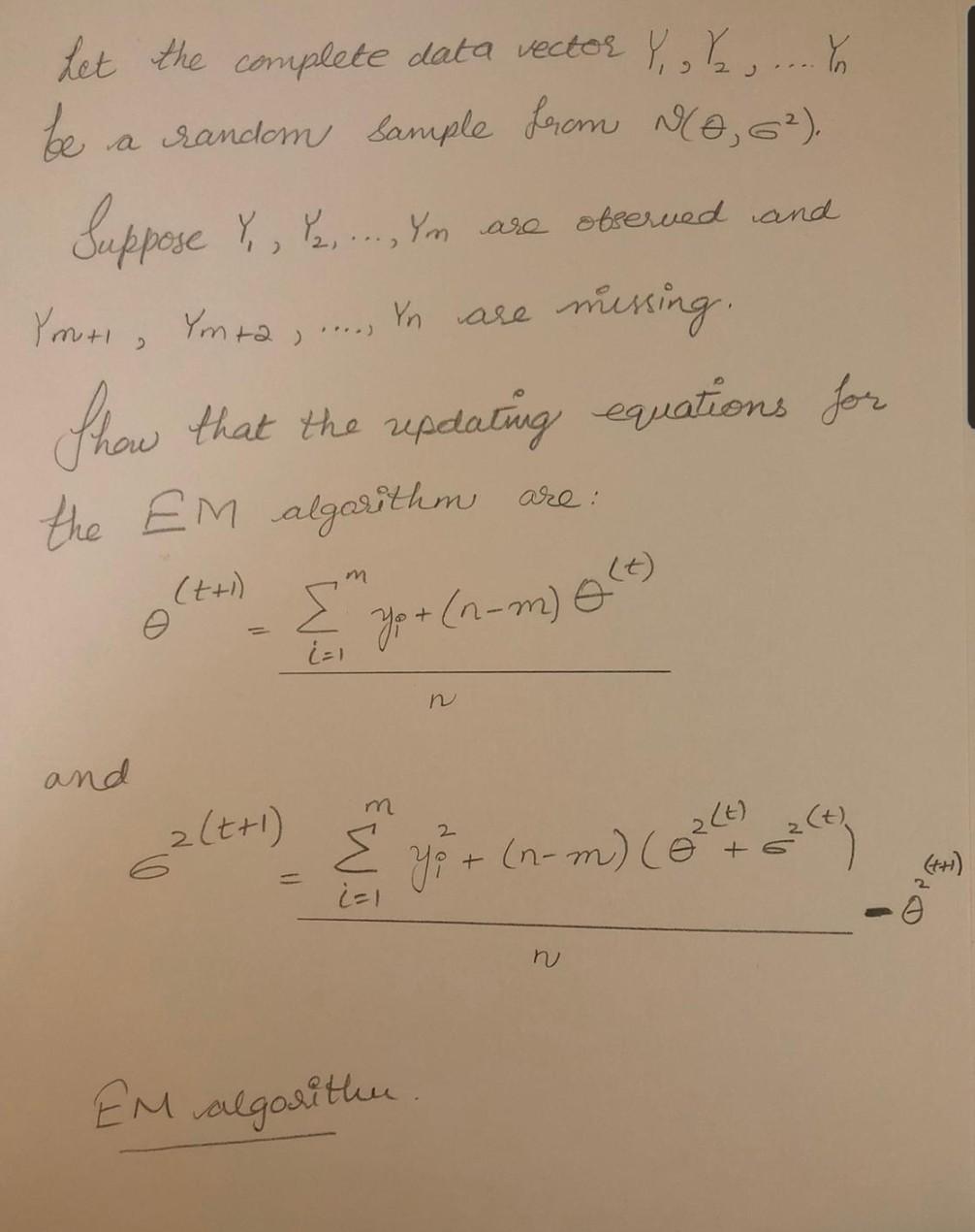Solved EM algorithm related derivation of equation. if | Chegg.com