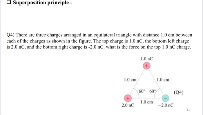 Solved Superposition principle : Q4) There are three charges | Chegg.com