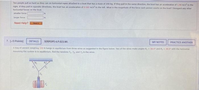 Solved Two people pull as hard as they can on horizontal | Chegg.com