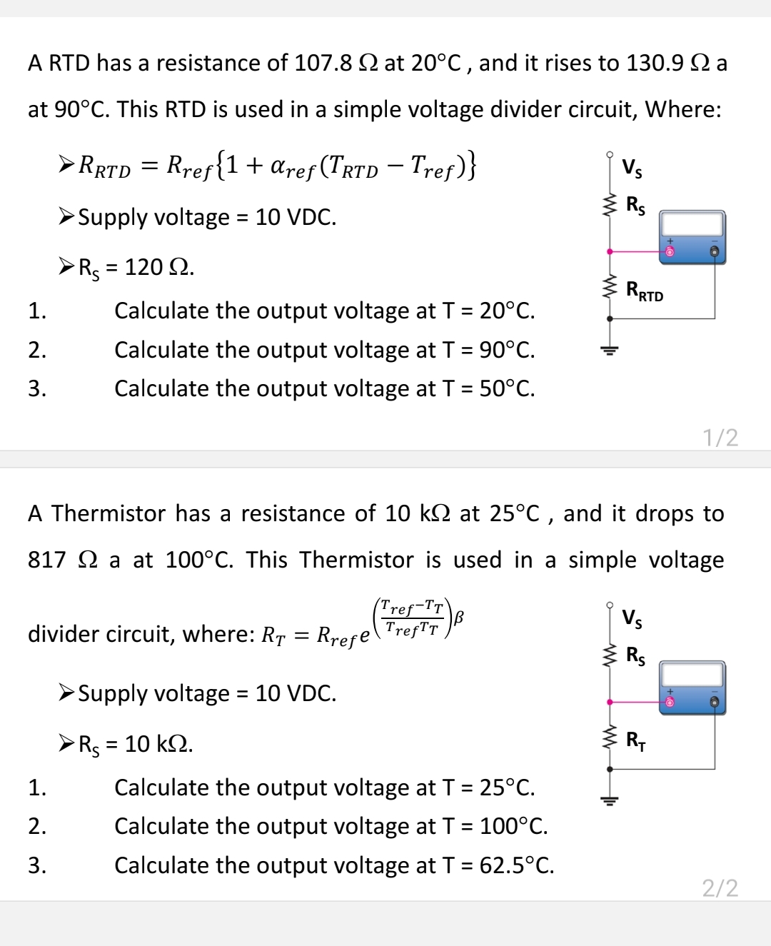 Solved A RTD has a resistance of 107.8Ω ﻿at 20°C, ﻿and it | Chegg.com