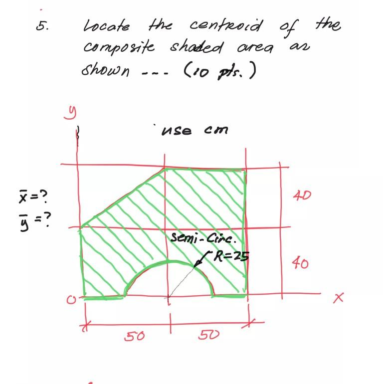 Solved 5. Locate the centroid of the composite shaded area | Chegg.com