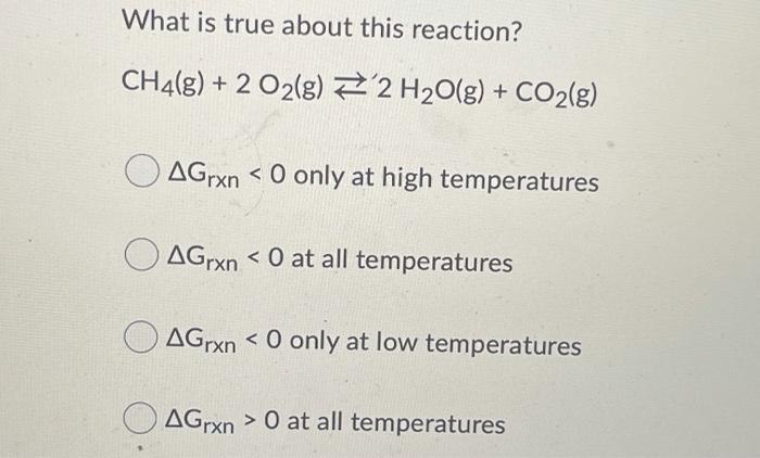 Solved What Is True About This Reaction Ch4 G 2 O2 G Ż2