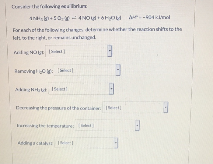 Solved Consider the following equilibrium: 4 NH3(g) + 5 O2 | Chegg.com