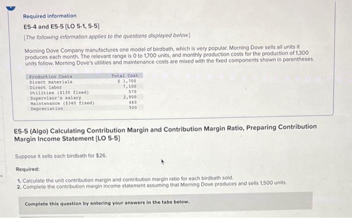 Solved Required information E5-4 and E5-5 [LO 5-1, 5-5] [The | Chegg.com
