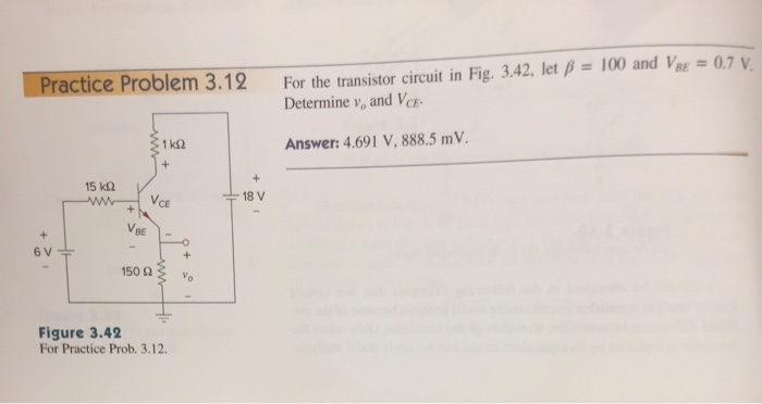 Solved Practice Problem 3.12 For the transistor circuit in | Chegg.com