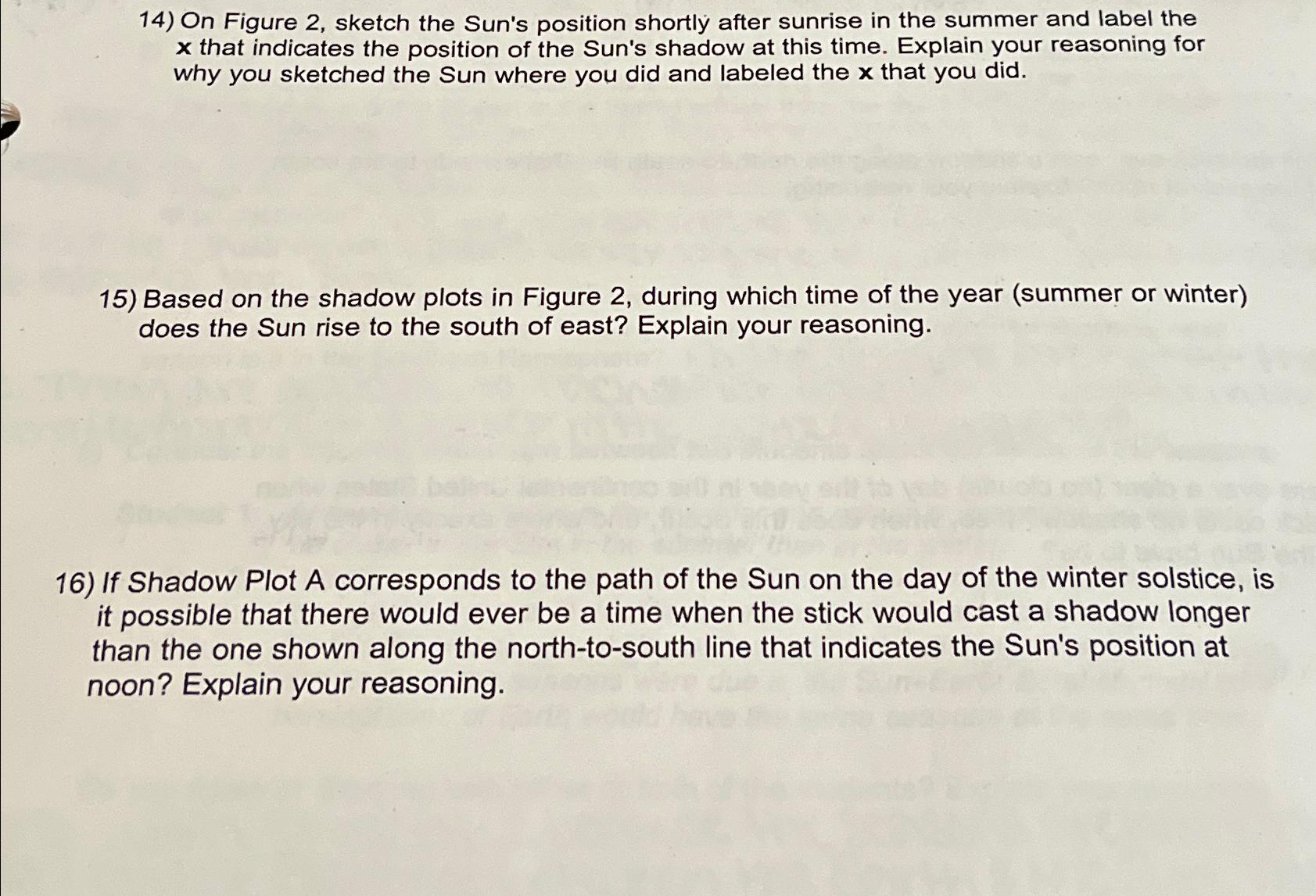 Solved On Figure 2, ﻿sketch the Sun's position shortly after | Chegg.com