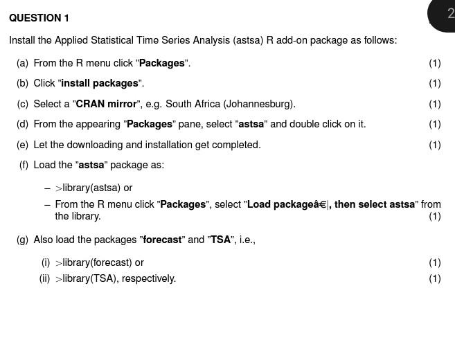 Solved QUESTION 1 Install the Applied Statistical Time | Chegg.com