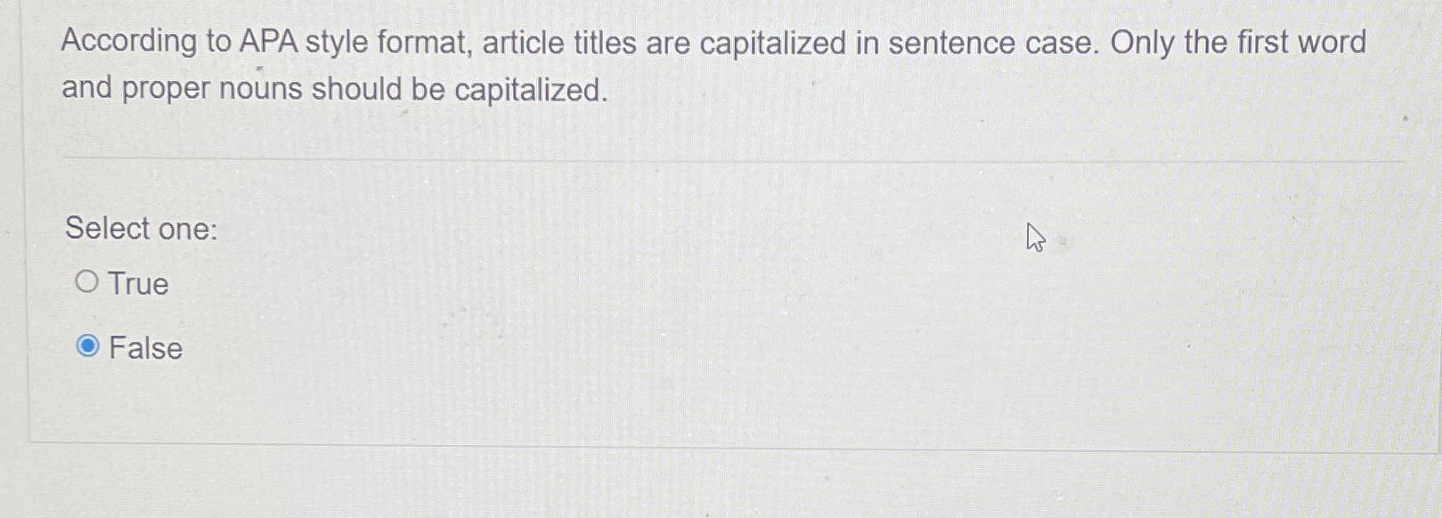 Solved According to APA style format, article titles are | Chegg.com