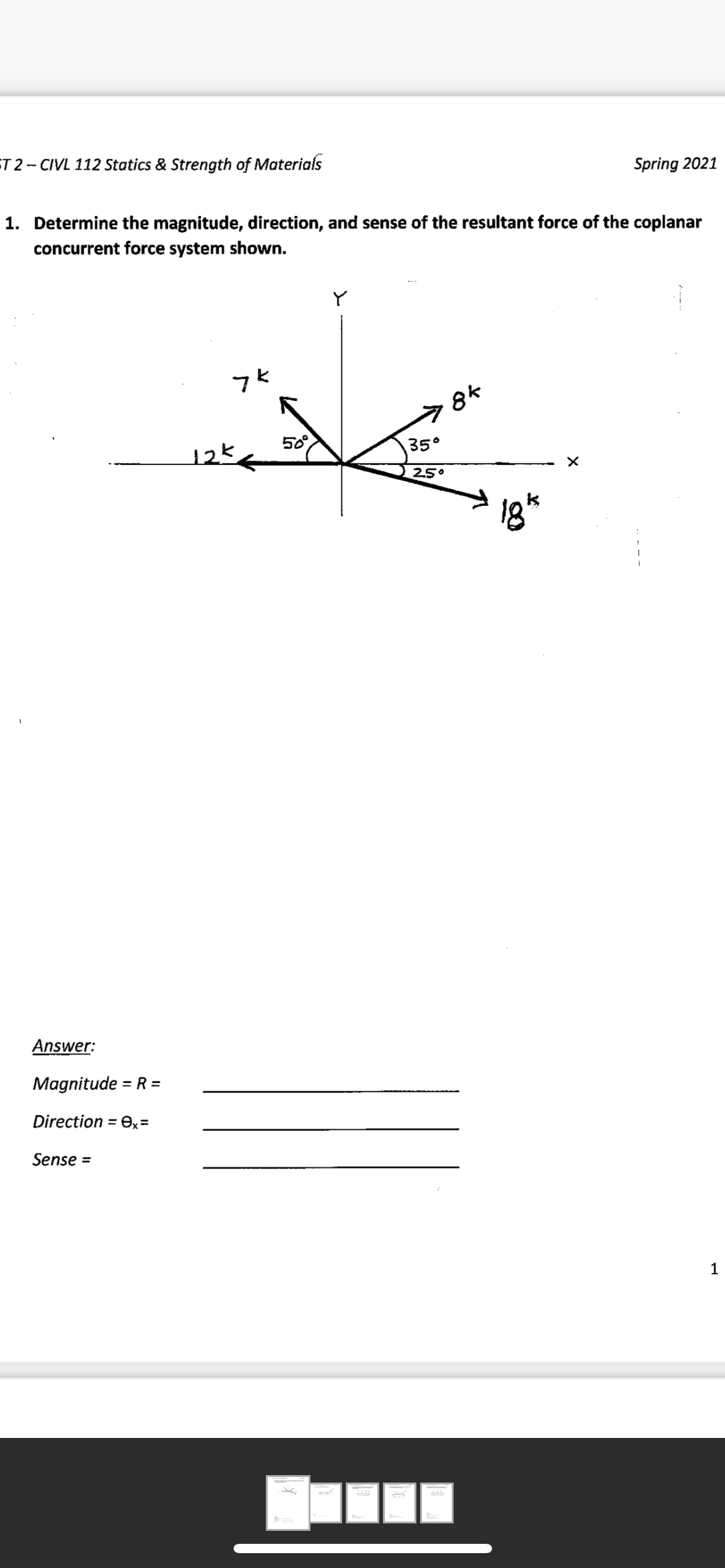 Solved T 2 - ﻿CIVL 112 ﻿Statics & Strength of | Chegg.com