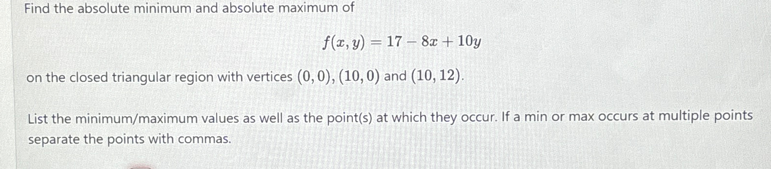 Solved Find the absolute minimum and absolute maximum | Chegg.com