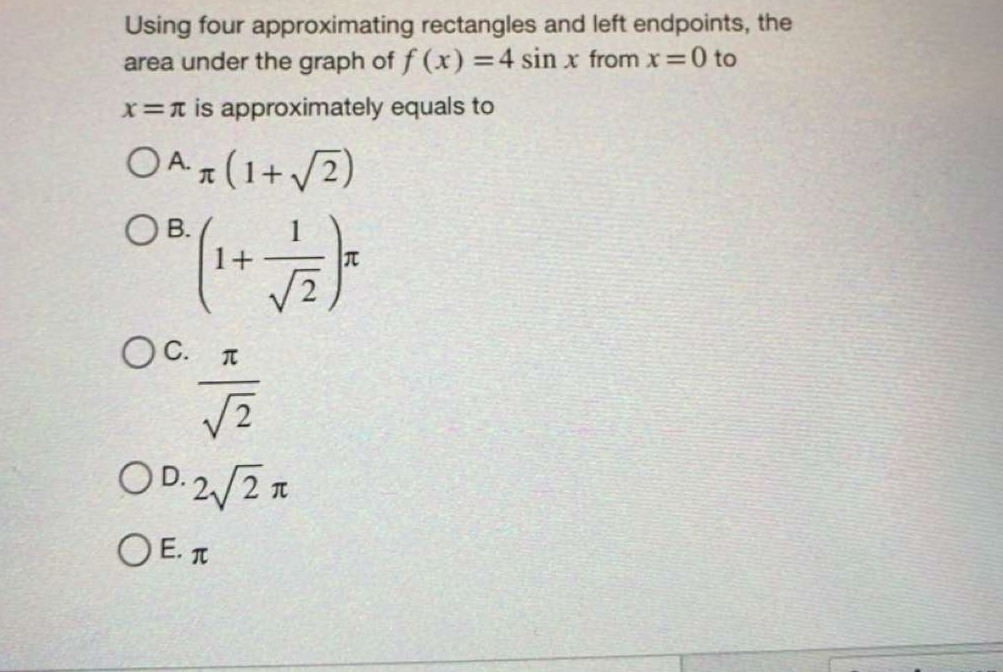 Solved Using four approximating rectangles and left | Chegg.com