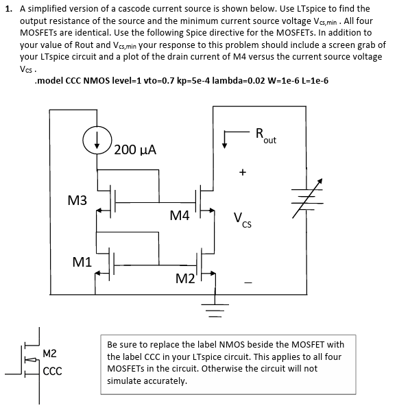 Solved A simplified version of a cascode current source is | Chegg.com