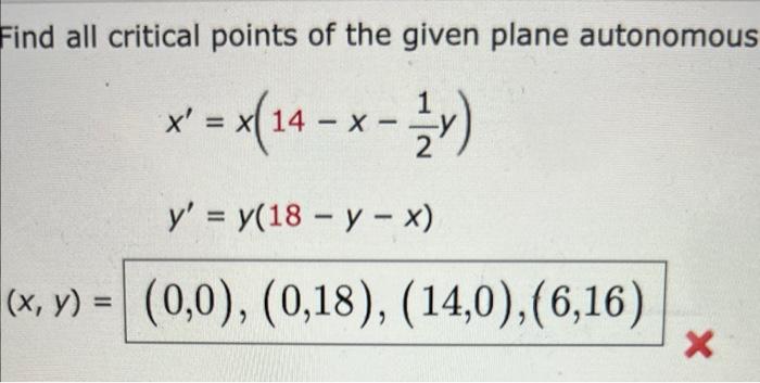 Solved Find all critical points of the given plane | Chegg.com