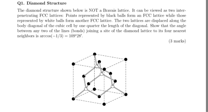 Solved Q1. Diamond Structure The diamond structure shown | Chegg.com