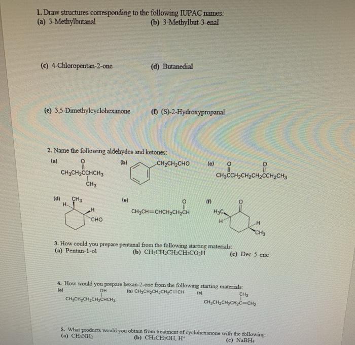 Solved 1. Draw structures corresponding to the following | Chegg.com