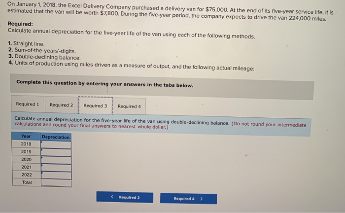 Solved On January 1, 2018, the Excel Delivery Company | Chegg.com