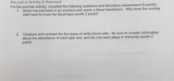 Solved Post Lab 28 Activity & Assessment For the post-lab | Chegg.com