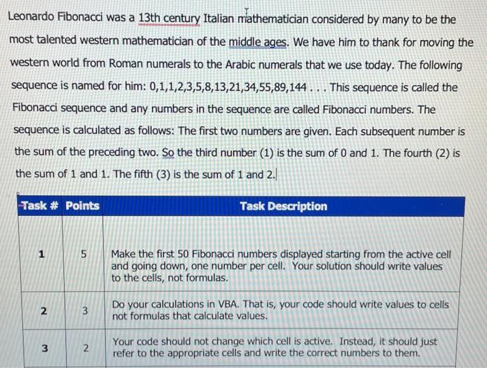 Solved Leonardo Fibonacci was a 13th century Italian | Chegg.com