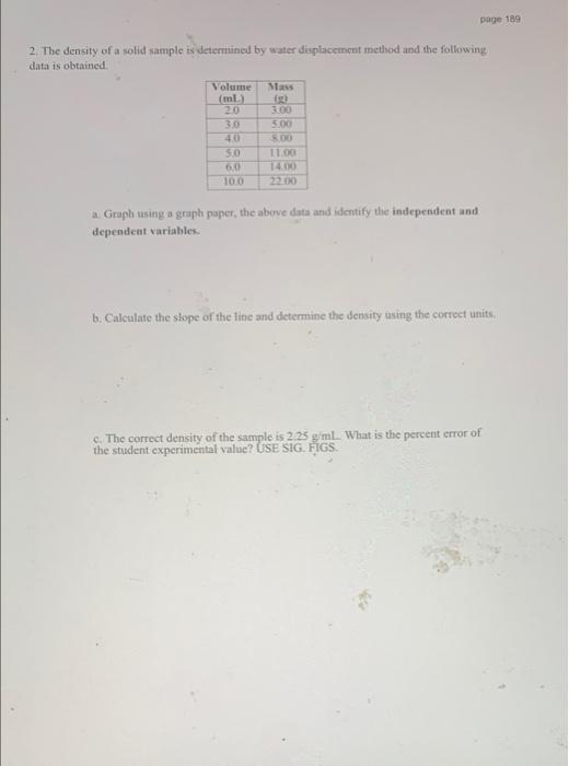 Solved 2. The density of a solid sample is deternined by | Chegg.com