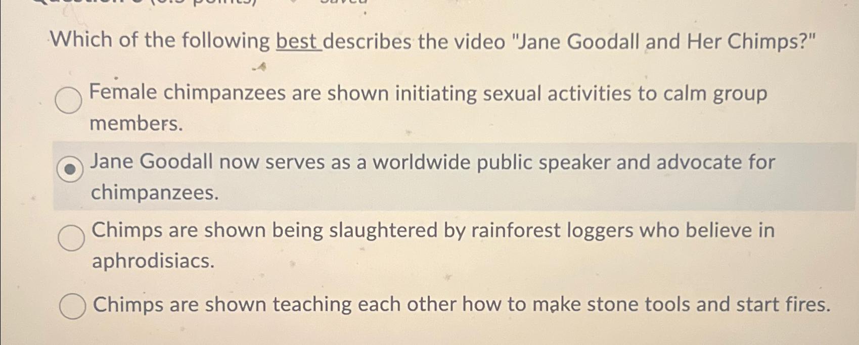 Solved Which of the following best describes the video "Jane | Chegg.com