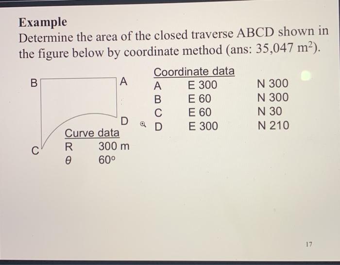 Solved А. Example Determine the area of the closed traverse | Chegg.com