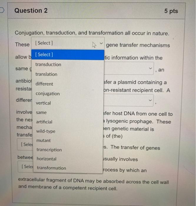 Solved Conjugation, transduction, and transformation all | Chegg.com