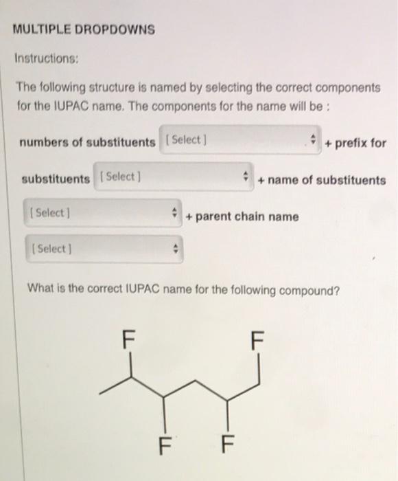 Solved MULTIPLE DROPDOWNS Instructions: The following | Chegg.com