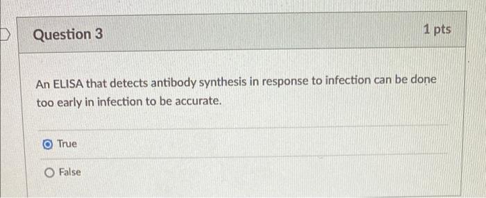 Solved D 1 pts Question 3 An ELISA that detects antibody | Chegg.com Solved D 1 pts Question 3 An ELISA that detects antibody | Chegg.com