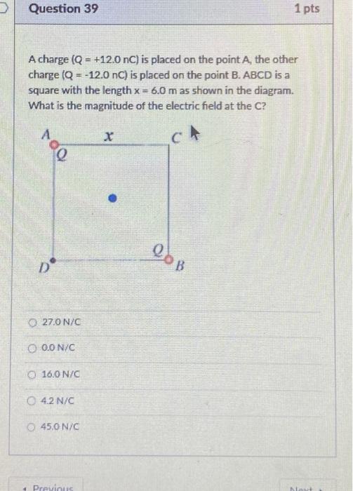 Solved A charge (Q=+12.0nC) is placed on the point A, the | Chegg.com
