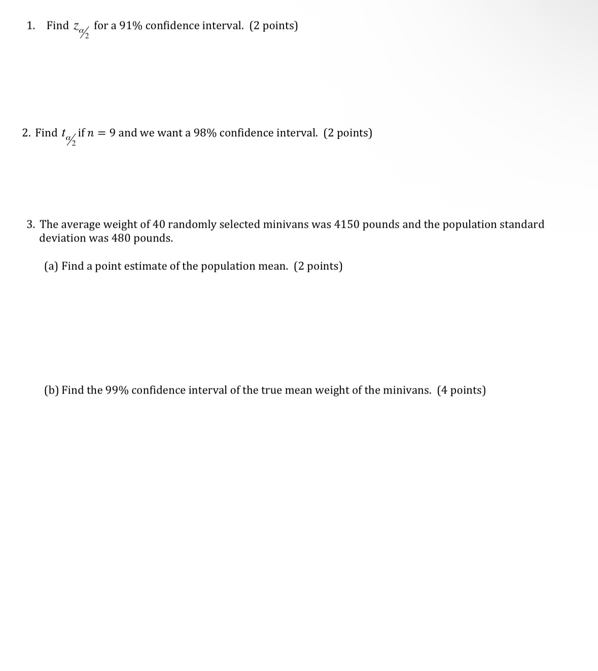 Solved Find zα2 ﻿for a 91% ﻿confidence interval. ( 2 | Chegg.com
