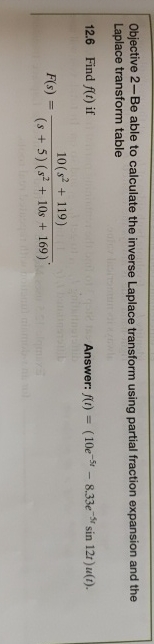 Solved Objective 2-Be able to calculate the inverse Laplace | Chegg.com