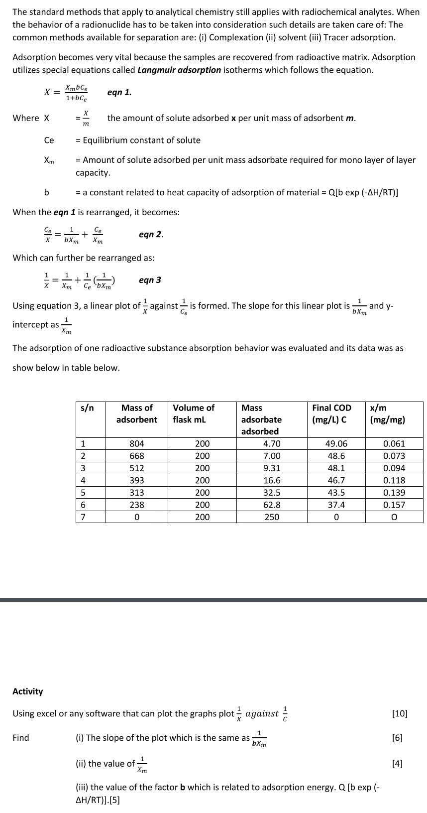 Solved The standard methods that apply to analytical | Chegg.com