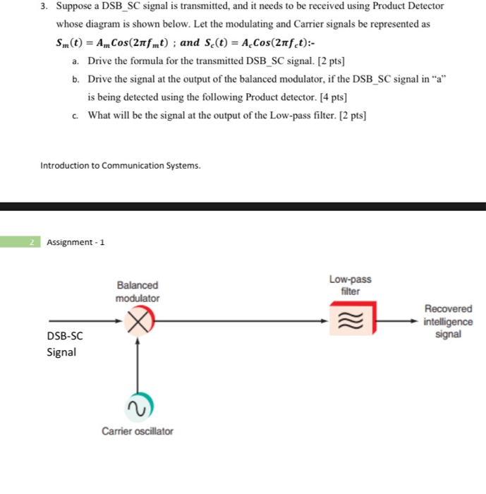 Solved 3. Suppose a DSB_SC signal is transmitted, and it | Chegg.com