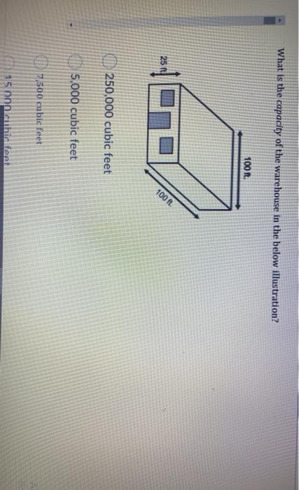 Solved What is the capacity of the warehouse in the below | Chegg.com