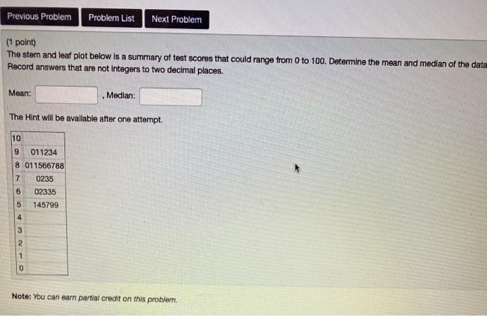 Solved Previous Problem Problern List Next Problem (point) | Chegg.com
