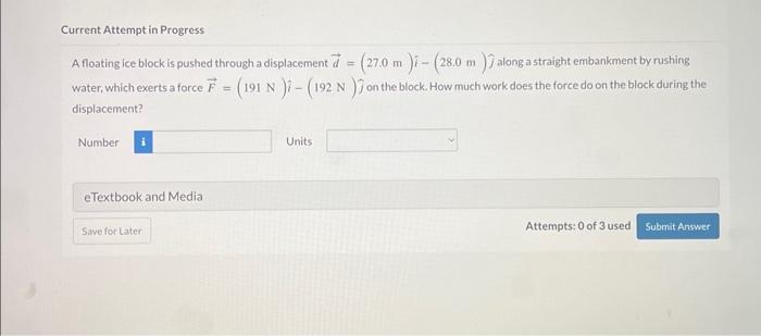 Solved A floating ice block is pushed through a displacement | Chegg.com