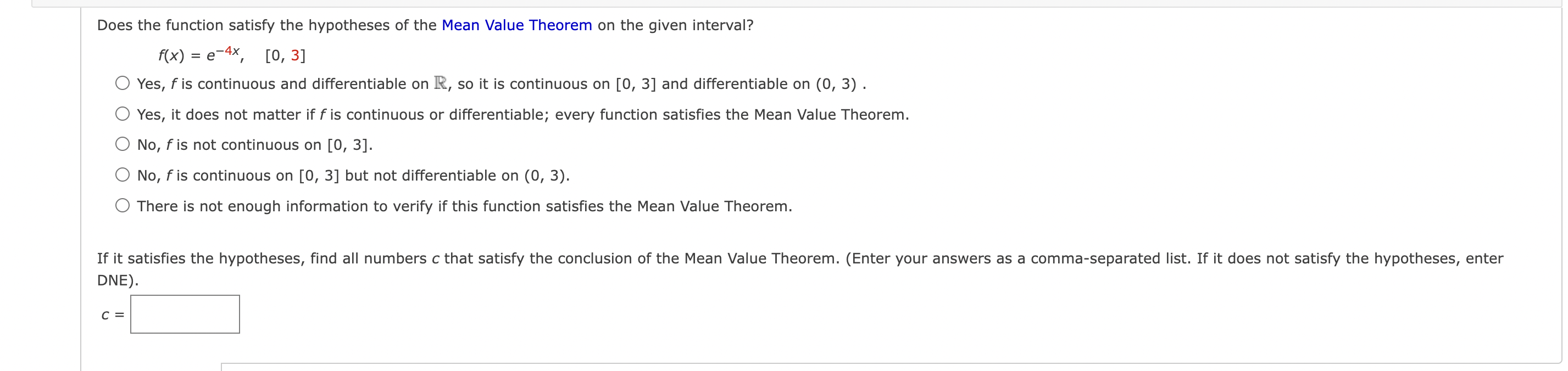 Solved Does the function satisfy the hypotheses of the Mean | Chegg.com