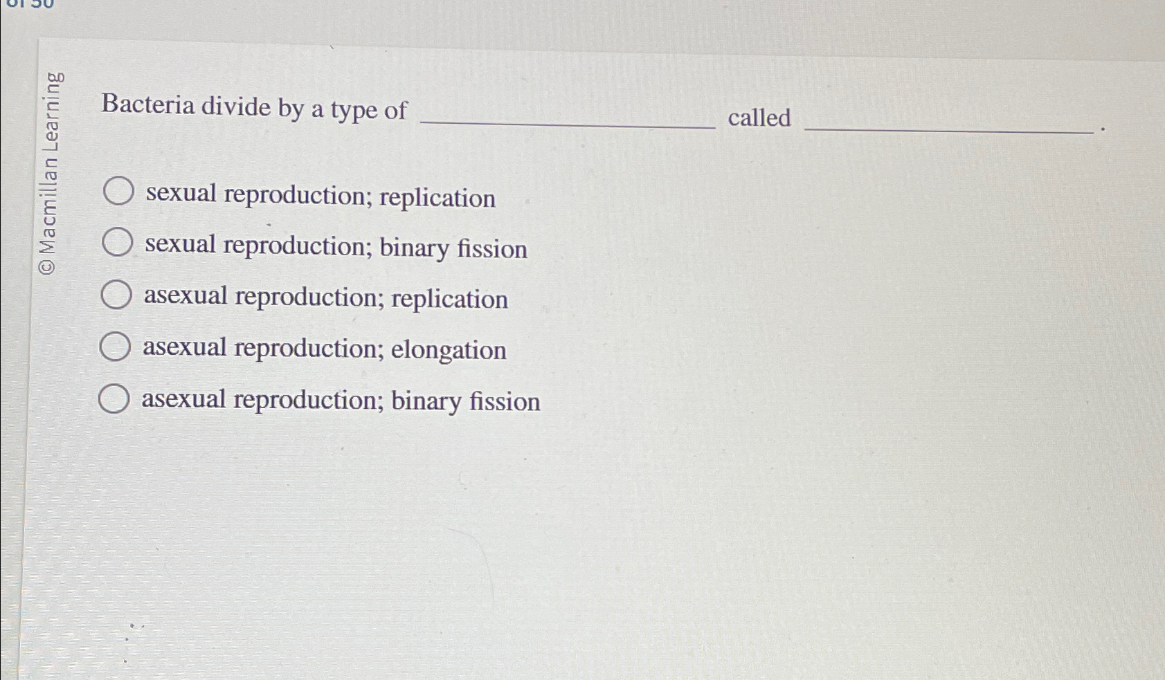 Solved calledsexual reproduction; replicationsexual | Chegg.com