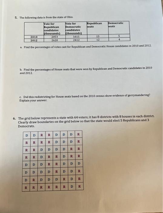 Solved 5. The following data is from the state of Ohio. a. | Chegg.com