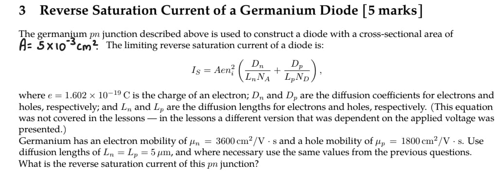 Solved 3 ﻿Reverse Saturation Current of a Germanium Diode [5 | Chegg.com
