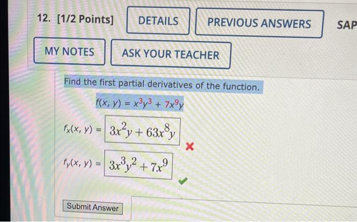 Solved Find the indicated partial derivative. | Chegg.com