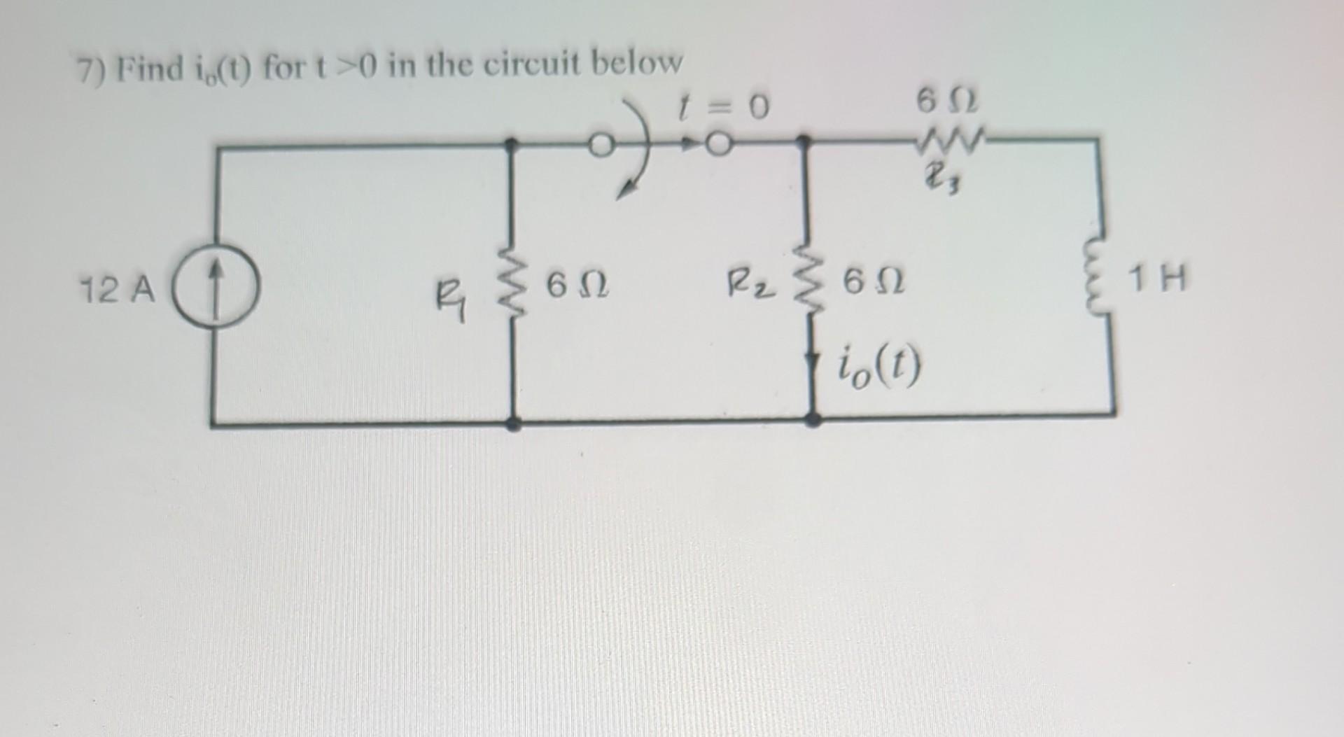 Solved 7) Find in(t) for t>0 in the circuit below | Chegg.com