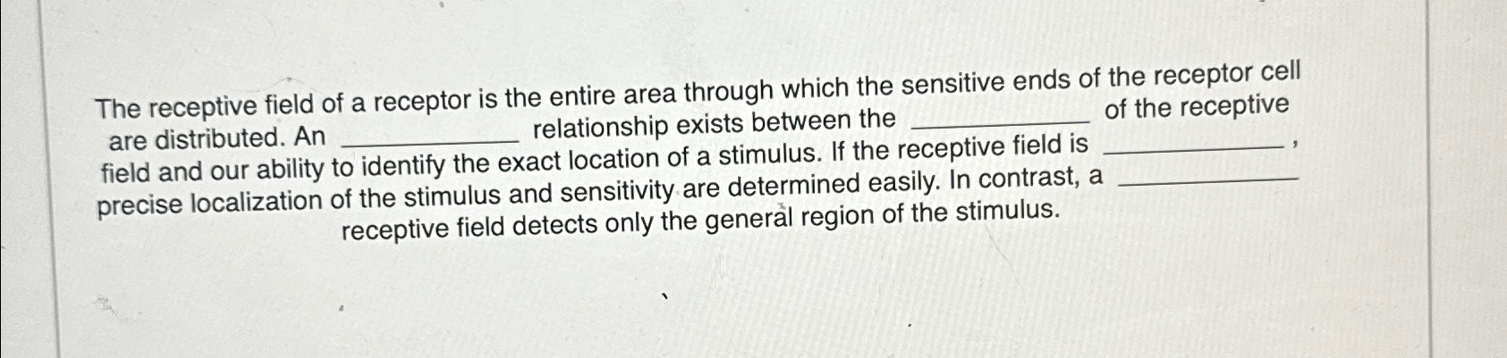 Solved The receptive field of a receptor is the entire area | Chegg.com