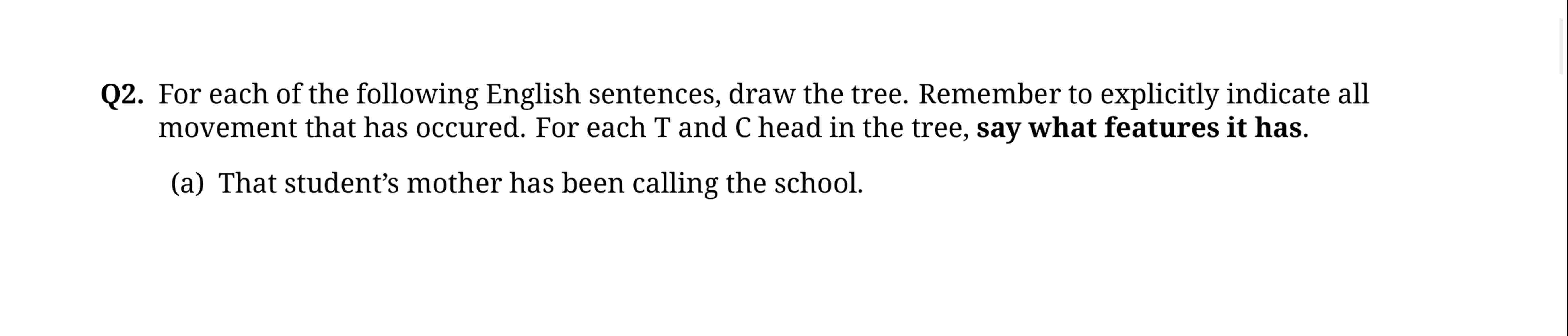 Solved Q2. ﻿For each of the following English sentences, | Chegg.com